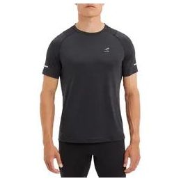 Laufshirt Energetics "He.-T-Shirt Ailo SS M", Herren, Gr. S, schwarz (melange, schwarz, schwarz), Obermaterial: 88% Polyester, 12% Elasthan, unifarben, Rundhals, Raglan&auml;rmel angesetztes B&uuml;ndchen, Shirts Laufshirt