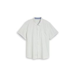Tom Tailor Herren Plus Size - Regular Fit Kurzarmhemd aus Baumwolle, wei&szlig;, Gepunktet, Gr. 5XL
