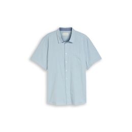 Tom Tailor Herren Plus Size - Regular Fit Kurzarmhemd aus Baumwolle, blau, Gepunktet, Gr. 2XL