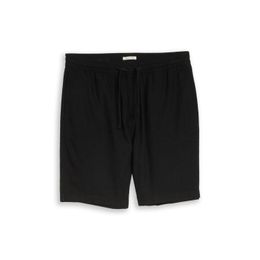 Tom Tailor Denim Herren TTRELAXED Shorts mit Leinenanteil, schwarz, Uni, Gr. M