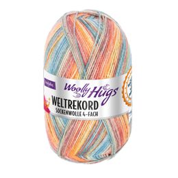 Sockenwolle Weltrekord von Woolly Hugs, Orange/Petrol, aus Schurwolle