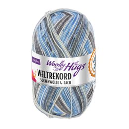 Sockenwolle Weltrekord von Woolly Hugs, Grau/Blau, aus Schurwolle
