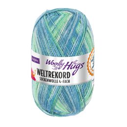 Sockenwolle Weltrekord von Woolly Hugs, Gr&uuml;n/Blau, aus Schurwolle