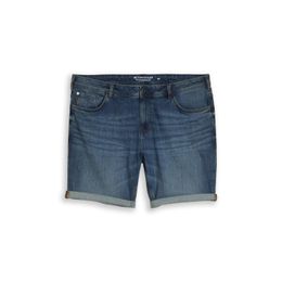 Tom Tailor Herren Plus Size - Regular Jeans Shorts, blau, Uni, Gr. 42