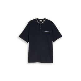 Tom Tailor Herren Plus Size - Poloshirt mit Brusttasche, blau, Meliert, Gr. 2XL