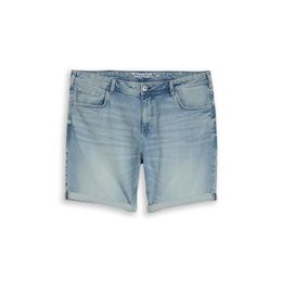 Tom Tailor Herren Plus Size - Regular Jeans Shorts, blau, Uni, Gr. 42