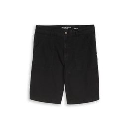 Tom Tailor Denim Herren TTLOOSE Carpenter-Shorts, schwarz, Uni, Gr. M