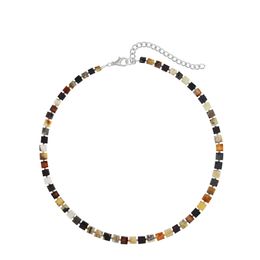 Perlenkette Lady, braun (bernstein), Halsketten, Damen, 45+7 Verl&auml;ng., Glas, Perlenkette