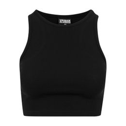 Tanktop Urban Classics "Urban Classics Damen Ladies Cropped Rib Top", Damen, Gr. XL, schwarz, 97% Baumwolle, 3% Elasthan, unifarben, slim fit, Tops Tanktop