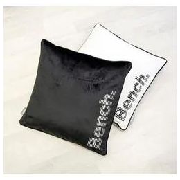 Dekokissen Bench. "Bench", schwarz (schwarz, bedruckt), B:50cm L:50cm, Polyester, Dekokissen_Sitzkissen_Kissenh&uuml;llen, Kissenh&uuml;lle mit Wendemotiv und Rundum-Paspel