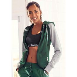 BENCH. LOUNGEWEAR Kapuzensweatjacke mehrfarbig Gr. 32/34 f&uuml;r Damen. Ohne Ausschnitt und Logoschriftzug. Bequem. Nachhaltig.