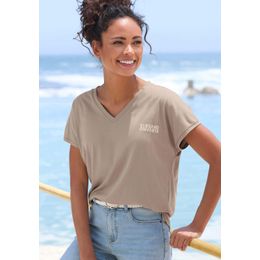 ELBSAND Damen V-Shirt, taupe, Gr&ouml;&szlig;e XL (42)