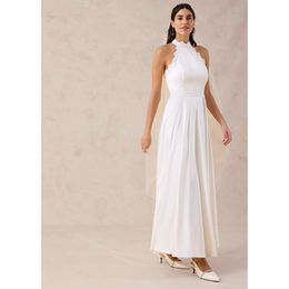 bonprix Brautkleid aus gl&auml;nzendem Satin mit Spitze, wei&szlig;, Gr.32, Brautkleid in Maxi-L&auml;nge aus gl&auml;nzendem Satin mit Spitzen-Eins&auml;tzen im Oberteil