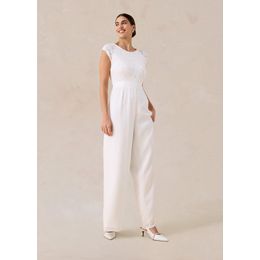 bonprix Overall aus feinem Chiffon mit Spitze, wei&szlig;, Gr.40, Overall aus feinem Chiffon mit einem Taillen-Einsatz und floraler Spitze im Oberteil