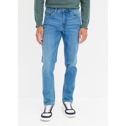 bonprix Regular-Fit-Jeans Tapered, blau, Gr.54, Coole Tapered Fit Stretch-Jeans mit kontrastierenden N&auml;hten, klassischem 5-Pocket-Style und moderner Denim-Waschung, 95% Baumwolle