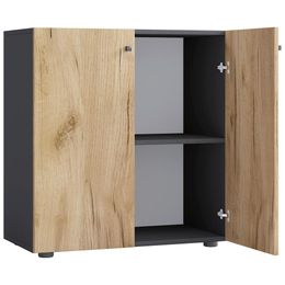 P & B Aktenschrank, Anthrazit, Honigeiche, Holzwerkstoff, 1 F&auml;cher, 70x74x37 cm, Arbeitszimmer, Aktenschr&auml;nke