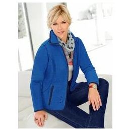 Fleecejacke Casual Looks, Damen, Gr. 38, blau (royalblau), 100% Polyester, gemustert, unifarben, Jacken Fleecejacke