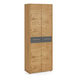 Pharao24.de Dielenschrank Flurschrank in Eiche Bianco und Grau matt