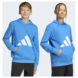 Kapuzensweatshirt Adidas SPORTSWEAR "ESSENTIALS KIDS HOODIE", M&auml;dchen, Gr. 152, ray blau, wei&szlig;, Obermaterial: 55% Baumwolle, 36% Polyester, 9% Viskose, normal, Rundhals, angesetztes B&uuml;ndchen, Sweatshirts