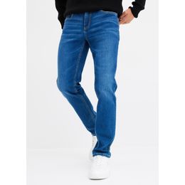 bonprix Regular-Fit-Jeans Tapered, blau, Gr.64, Coole Tapered Fit Stretch-Jeans mit kontrastierenden N&auml;hten, klassischem 5-Pocket-Style und moderner Denim-Waschung, 95% Baumwolle