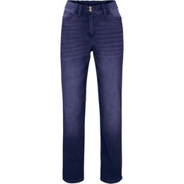 bonprix Straight-Jeans Mid Waist Thermo mit Bequembund, blau, Gr.54, Thermojeans mit geradem Bein, elastischem Einsatz im Bund und Push-up-Effekt, innen leicht angeraut, 70% Baumwolle