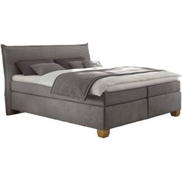 Boxspringbett Hapo "Helsinki in verschiedenen Breiten und H&auml;rtegraden erh&auml;ltlich", anthrazit, B:202cm L:220cm, Komplettbetten, Boxspringbett, Bett mit samtartigem Stoff bezogen, inkl. Topper