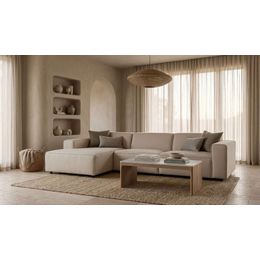Ecksofa OTTO HOME "Jorrena, extra weicher Chenille-Stoff", beige, B:346cm H:73cm T:166cm, 100% Polyester, Sofas, Ecksofa, L-Form, 3 Komfortstufen, Breite 346 cm, mit Wellenunterfederung