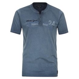 Henleyshirt Casamoda "Casamoda Henley uni", Herren, Gr. L, blau (mittelblau), 100% Baumwolle, Shirts