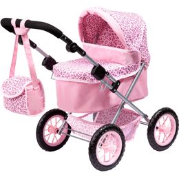 Puppenwagen BAYER "Trendy, Leopard", rosa, Puppenwagen, KinderB:41cm H:68cm T:67cm, Kunststoff, Metall, Stoff, mit Wickeltasche, B:41cm H:68cm T:67cm