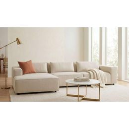 Ecksofa OTTO HOME "Jorrena, extra weicher Chenille-Stoff", beige, B:346cm H:73cm T:166cm, 100% Polyester, Sofas, Ecksofa, L-Form, 3 Komfortstufen, Breite 346 cm, mit Wellenunterfederung