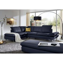 Ecksofa W.Schillig "Taoo, elegant und zeitlos, bequem, L-Form, Breite 296cm", blau (blau z59), B:296cm H:84cm T:242cm, Longlife Xtra-Leder Z59: Glattleder mit modischer Pr&auml;gung. Hautst&auml;rke 0, 9 - 1, 1 mm, Sofas, Ecksofa, mit Sitziefenverstellung & Kopfteilverstellung