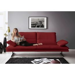 2,5-Sitzer W.Schillig "broadway, Designsofa mit tollem Sitzkomfort", rot (ruby rot z59), B:236cm H:94cm T:96cm, Longlife Xtra-Leder Z59: Glattleder mit modischer Pr&auml;gung. Hautst&auml;rke 0, 9 - 1, 1 mm, Sofas, Sitztiefenverstellung, Kopfteil- & Seitenteilverstellung, Breite 216cm