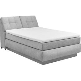 Boxspringbett "Fairfield", grau (hellgrau), B:146cm L:242cm, 92% Polyester, 8% Nylon, SET ONE BY Musterring, Komplettbetten, Boxspringbett, mit Bettkasten, Kopfteil in Kassettenoptik, Breite 120 oder 140 cm