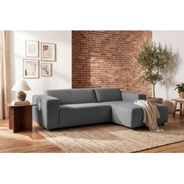 Ecksofa OTTO HOME "Jellon kompakte Eckcouch", grau, B:232cm H:70cm T:157cm, 100% PES, Sofas, Ecksofa, Breite 232 cm, L-Form, Chenille, mit Welleunterfederung