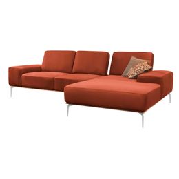 Ecksofa W.Schillig "run, Designsofa mit tollem Sitzkomfort, L-Form", orange (copper z73), B:279cm H:88cm T:178cm, Longlife Xtra-Leder Z73: Naturwalkleder der Luxusklasse aus den erlesensten Rohh&auml;uten. Hautst&auml;rke 1, 1 &ndash; 1, 3 mm;ROHLEDER Jacquard-Flachgewebe Q2 W60 (63% Polyester, 37% Polyacryl);ROHLEDER Chenille-Flachgewebe Q2 W77 (68% Polyacryl, 32% Polyester);Stoff S37 (100% Polyester), Sofas, Ec