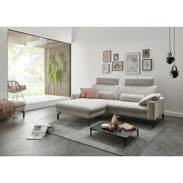 Ecksofa DIE PLANBAR "ZE-EM20028 L-Form, Breite 248 cm", feincord silber, B:248cm T:179cm, 95% Polyester;5% Nylon, Sofas, Ecksofa, wahlweise mit Kopfst&uuml;tzen und Sitztiefenverstellung