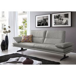 2,5-Sitzer W.Schillig "broadway, Designsofa mit tollem Sitzkomfort", grau (steel s22), B:236cm H:94cm T:96cm, Flachgewebe S22 (100% Polyester), Sofas, Sitztiefenverstellung, Kopfteil- & Seitenteilverstellung, Breite 216cm