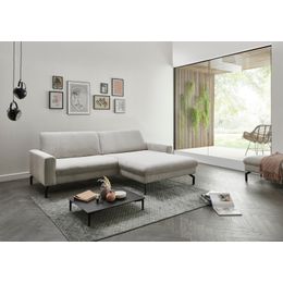 Ecksofa DIE PLANBAR "ZE-EM20028 L-Form, Breite 248 cm", feincord silber, B:248cm T:179cm, 95% Polyester;5% Nylon, Sofas, Ecksofa, wahlweise mit Kopfst&uuml;tzen und Sitztiefenverstellung