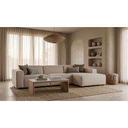 Ecksofa OTTO HOME "Jorrena, extra weicher Chenille-Stoff", beige, B:346cm H:73cm T:166cm, 100% Polyester, Sofas, Ecksofa, L-Form, 3 Komfortstufen, Breite 346 cm, mit Wellenunterfederung