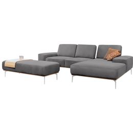 Ecksofa W.Schillig "run, Designsofa mit tollem Sitzkomfort, L-Form", grau (grau w82), B:279cm H:88cm T:178cm, Longlife Xtra-Leder Z73: Naturwalkleder der Luxusklasse aus den erlesensten Rohh&auml;uten. Hautst&auml;rke 1, 1 &ndash; 1, 3 mm;ROHLEDER Jacquard-Flachgewebe Q2 W60 (63% Polyester, 37% Polyacryl);ROHLEDER Chenille-Flachgewebe Q2 W77 (68% Polyacryl, 32% Polyester);Stoff S37 (100% Polyester), Sofas, Ecksof