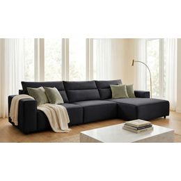 Ecksofa OTTO HOME "Jorrena, extra weicher Chenille-Stoff", dunkelgrau, B:346cm H:86cm T:166cm, 100% Polyester, Sofas, Ecksofa, L-Form, 3 Komfortstufen, Breite 346 cm, mit Wellenunterfederung