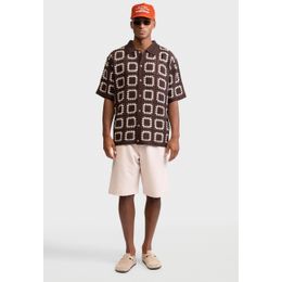 REDEFINED REBEL EST. 2013 Kurzarmhemd REDEFINED REBEL "Redefined Rebel Shirt RRFabian Shirt Crochet BOXY FIT", Herren, Gr. L, turkish coffee, Web, 100% Acryl, Hemden