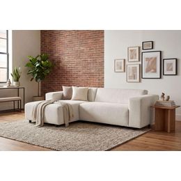 Ecksofa OTTO HOME "Jellon kompakte Eckcouch", creme, B:232cm H:70cm T:157cm, 100% PES, Sofas, Ecksofa, Breite 232 cm, L-Form, Chenille, mit Welleunterfederung