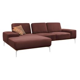 Ecksofa W.Schillig "run, Designsofa mit tollem Sitzkomfort, L-Form", rot (rosso marone z73), B:279cm H:88cm T:178cm, Longlife Xtra-Leder Z73: Naturwalkleder der Luxusklasse aus den erlesensten Rohh&auml;uten. Hautst&auml;rke 1, 1 &ndash; 1, 3 mm;ROHLEDER Jacquard-Flachgewebe Q2 W60 (63% Polyester, 37% Polyacryl);ROHLEDER Chenille-Flachgewebe Q2 W77 (68% Polyacryl, 32% Polyester);Stoff S37 (100% Polyester), Sofas,