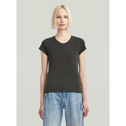 G-Star Raw T-Shirt G-STAR "Overdyed Eyben Slim V-Neck Top", Damen, Gr. L, asfalt gd, Obermaterial: 100% Baumwolle, Shirts T-Shirt