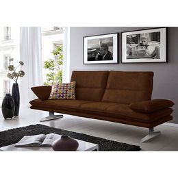 2,5-Sitzer W.Schillig "broadway Designsofa mit hohem Sitzkomfort", braun (tabacco z69), B:236cm H:94cm T:96cm, Longlife Xtra-Leder Z69: Das feinnarbige, gedeckte Softleder Z69 besticht durch seine au&szlig;ergew&ouml;hnliche Weichheit im trendigen &raquo;Vintage-Look&laquo;, Hautst&auml;rke 0, 9 - 1, 1 mm, Sofas, Sitztiefenverstellung, Kopfteil- & Seitenteilverstellung, Breite 236cm