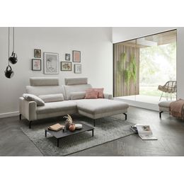Ecksofa DIE PLANBAR "ZE-EM20028 L-Form, Breite 248 cm", feincord silber, B:248cm T:179cm, 95% Polyester;5% Nylon, Sofas, Ecksofa, wahlweise mit Kopfst&uuml;tzen und Sitztiefenverstellung