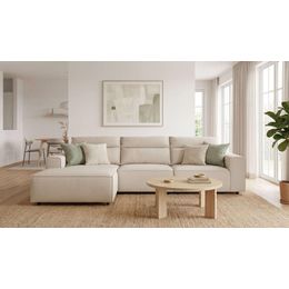 Ecksofa OTTO HOME "Jorrena, extra weicher Chenille-Stoff", beige, B:316cm H:86cm T:166cm, 100% Polyester, Sofas, Ecksofa, L-Form, 3 Komfortstufen, Breite 316 cm, mit Wellenunterfederung