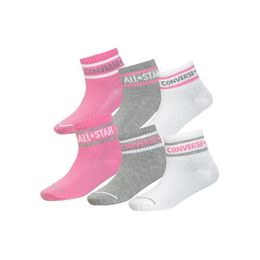 Sportsocken Converse "CHN BASIC WORDMARK QTR 6PK", M&auml;dchen, Gr. 35/37,5 (9), rosa (Converse pink), Obermaterial: 97% Polyester, 3% Elasthan, Socken Sportsocken, f&uuml;r Kinder und Jugendliche, mit Elasthan-Anteil