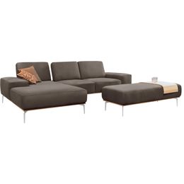 Ecksofa W.Schillig "run, Designsofa mit tollem Sitzkomfort, L-Form", braun (stone w82), B:279cm H:88cm T:178cm, Longlife Xtra-Leder Z73: Naturwalkleder der Luxusklasse aus den erlesensten Rohh&auml;uten. Hautst&auml;rke 1, 1 &ndash; 1, 3 mm;ROHLEDER Jacquard-Flachgewebe Q2 W60 (63% Polyester, 37% Polyacryl);ROHLEDER Chenille-Flachgewebe Q2 W77 (68% Polyacryl, 32% Polyester);Stoff S37 (100% Polyester), Sofas, Ecks